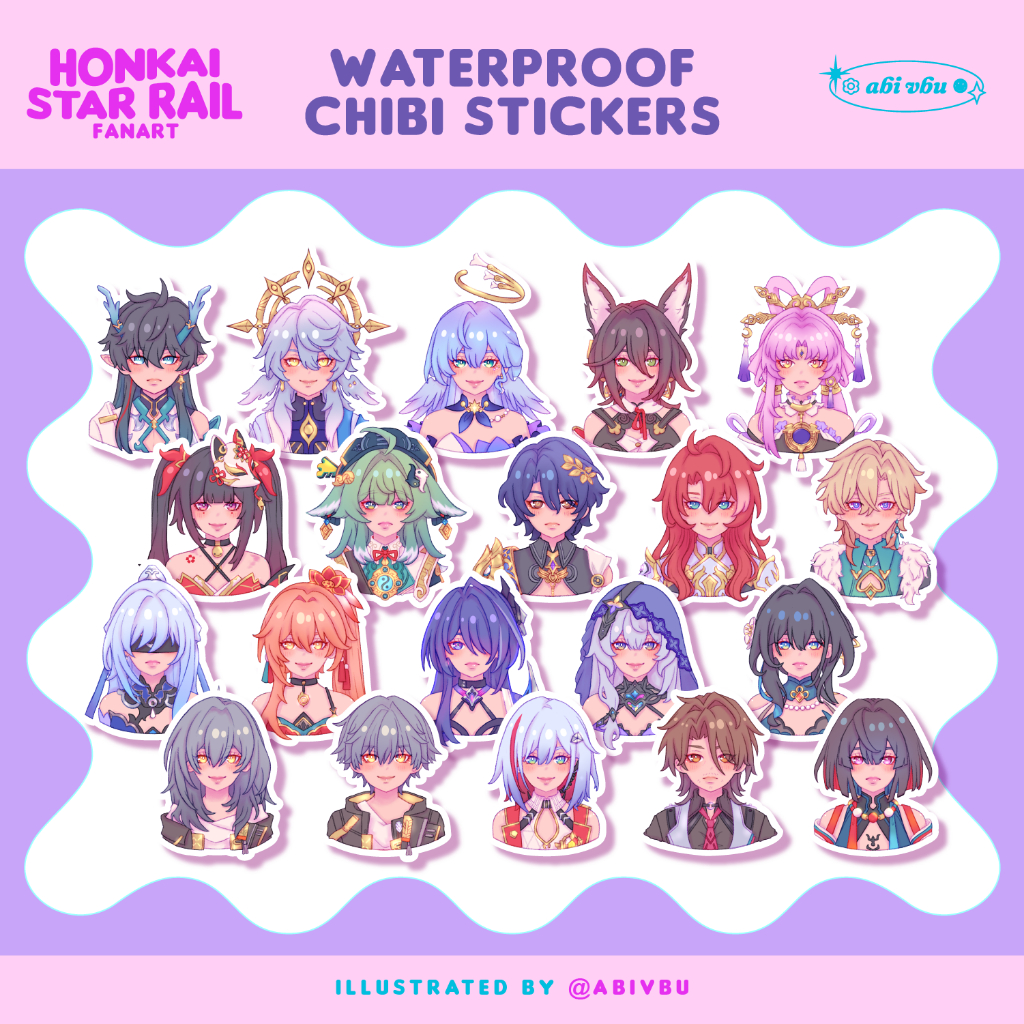 HSR Chibi Sticker: Honkai Star Rail Waterproof Vinyl Fanart Stickers by ...