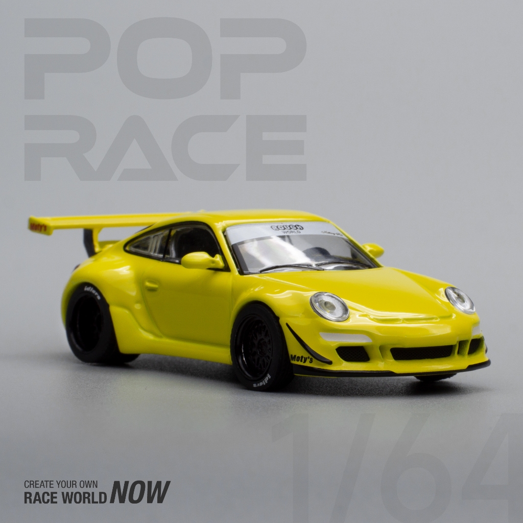 1/64 Pop Race Porsche RWB 997 Yellow Diecast Scale Model Toy Car ...