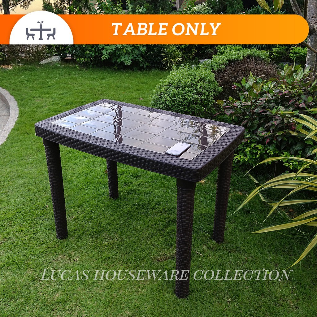 Rattan Design 24X36 Inch Rectangular Indoor Outdoor Dining Table/Office ...