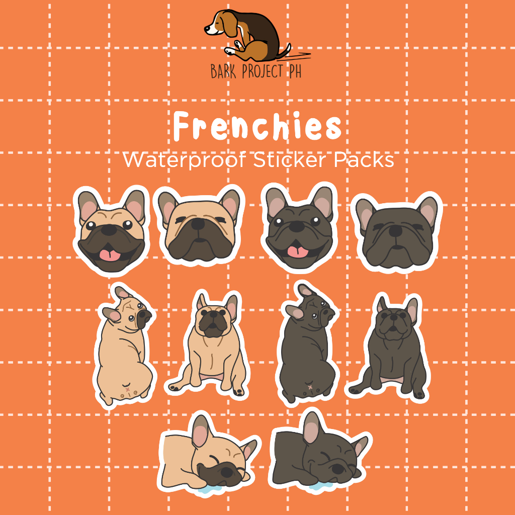 Bark Project Frenchie vinyl waterproof sticker pack | Shopee Philippines