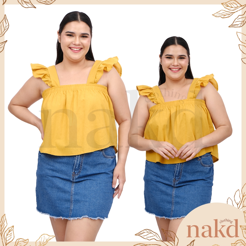 NAKD FASHION PLUS SIZE ABBY RUFFLE SLEEVES SEXY SUMMER COTTON LINEN ...