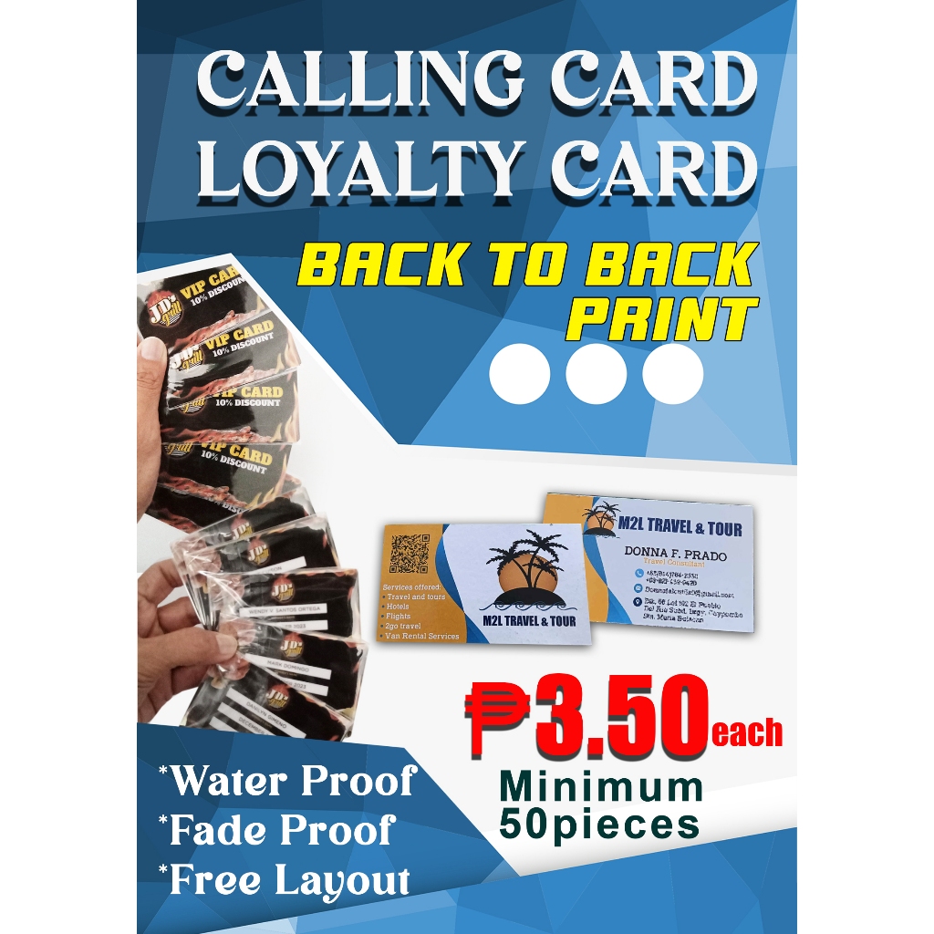 Calling Card / Loyalty Card / Back to Back Print / Minimum 50 pcs ...