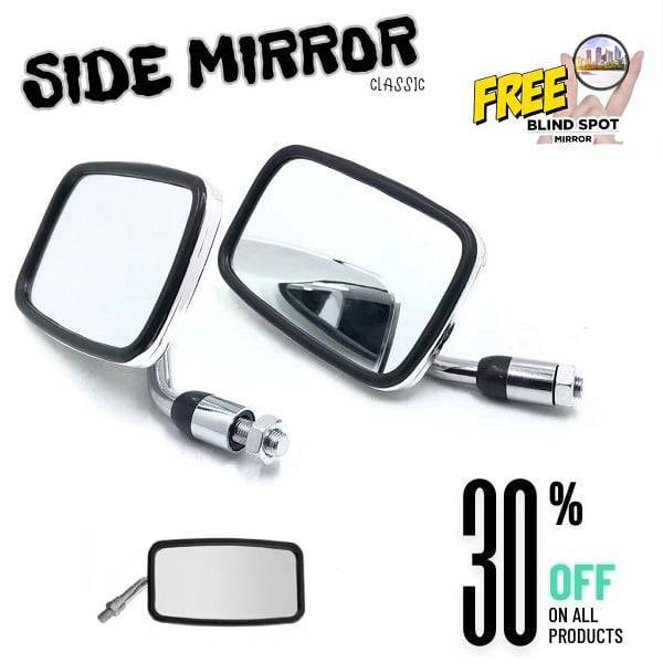 MOTORSTAR Sapphire SIDE MIRROR CHROME Motorcycle SQUARE side mirror big ...
