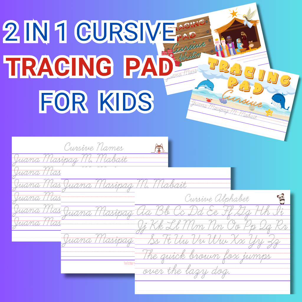 Tracing Pad 2 in 1 Cursive Name and Alphabet for Advance Writing School ...