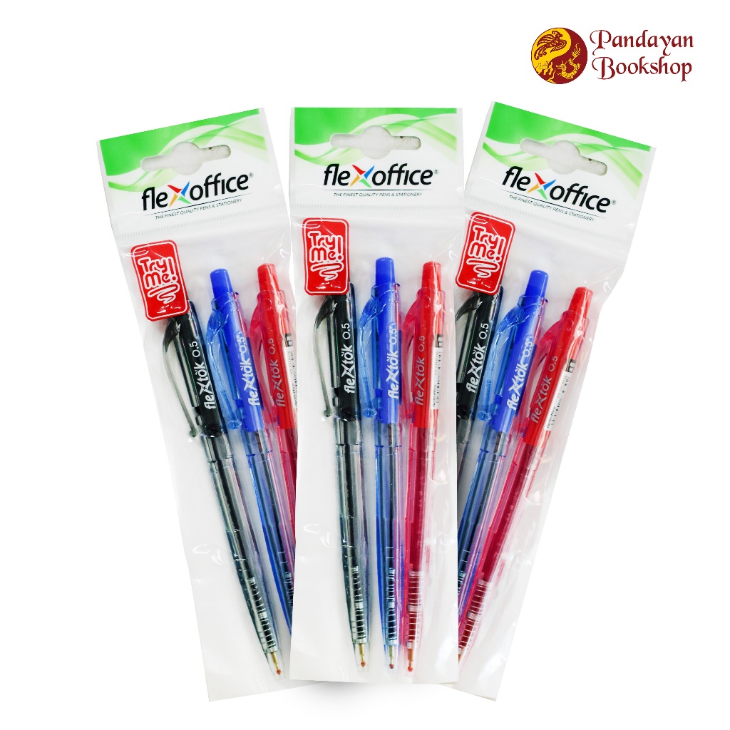 Flextok Retractable Pen FO-GELBO36 0.5 mm 3's | Shopee Philippines