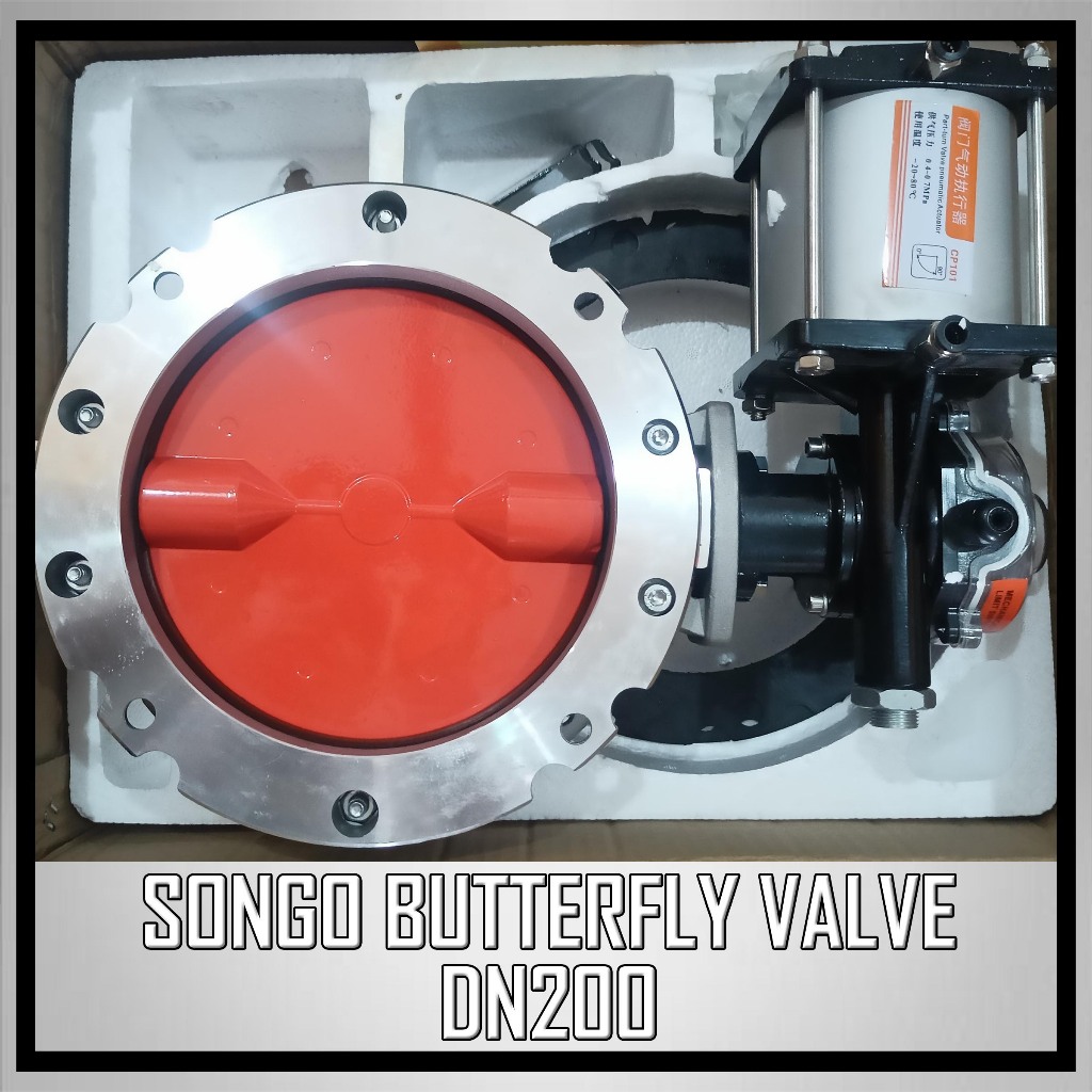 SONGO PNEUMATIC BUTTERFLY VALVE DN200 | 200mm / 8 INCH | VAT INCLUDED ...