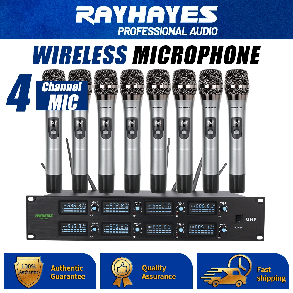 RAYHAYES UHF professional wireless microphone set 8 Handheld/lapel ...