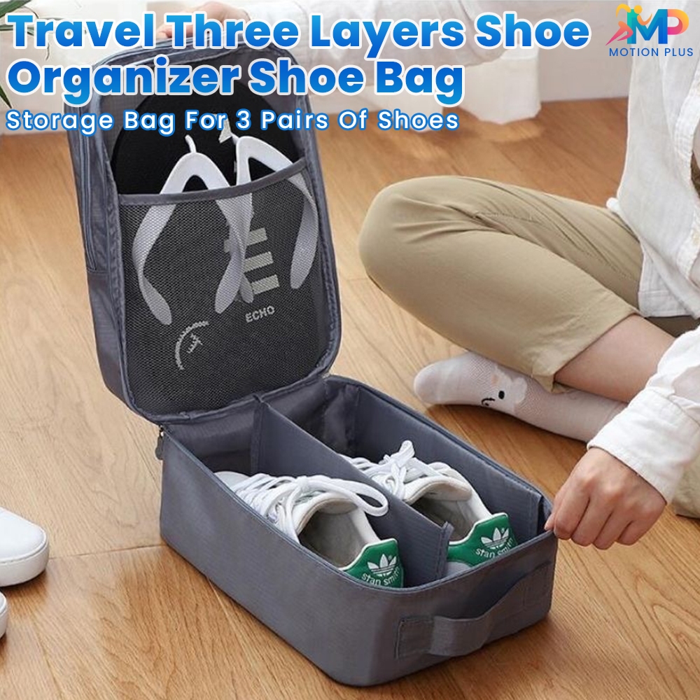 Travel Three Layers Shoe Organizer Shoe Bag Storage Bag For 3 Pairs Of ...