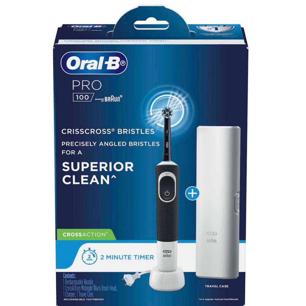 ORAL-B PRO 100 ans Pro 500 CrissCross Action + Free Travel Case ...