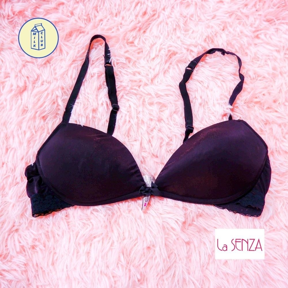 LA SENZA Vintage Black Lace Bra Lingerie| Push-Up Underwear Gothic ...