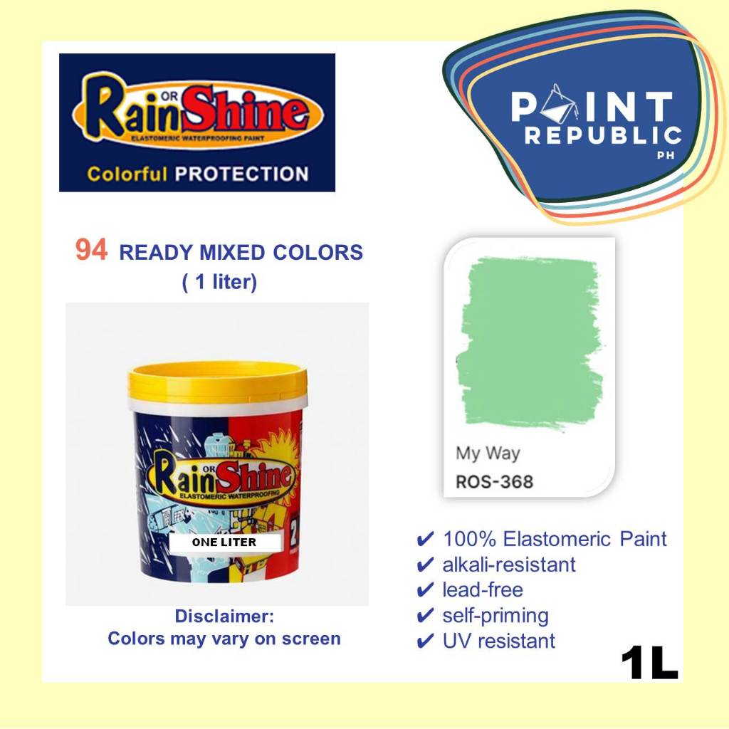 Rain or Shine Elastomeric Paint Ready Mixed Colors - 1L (1 liter/quart ...
