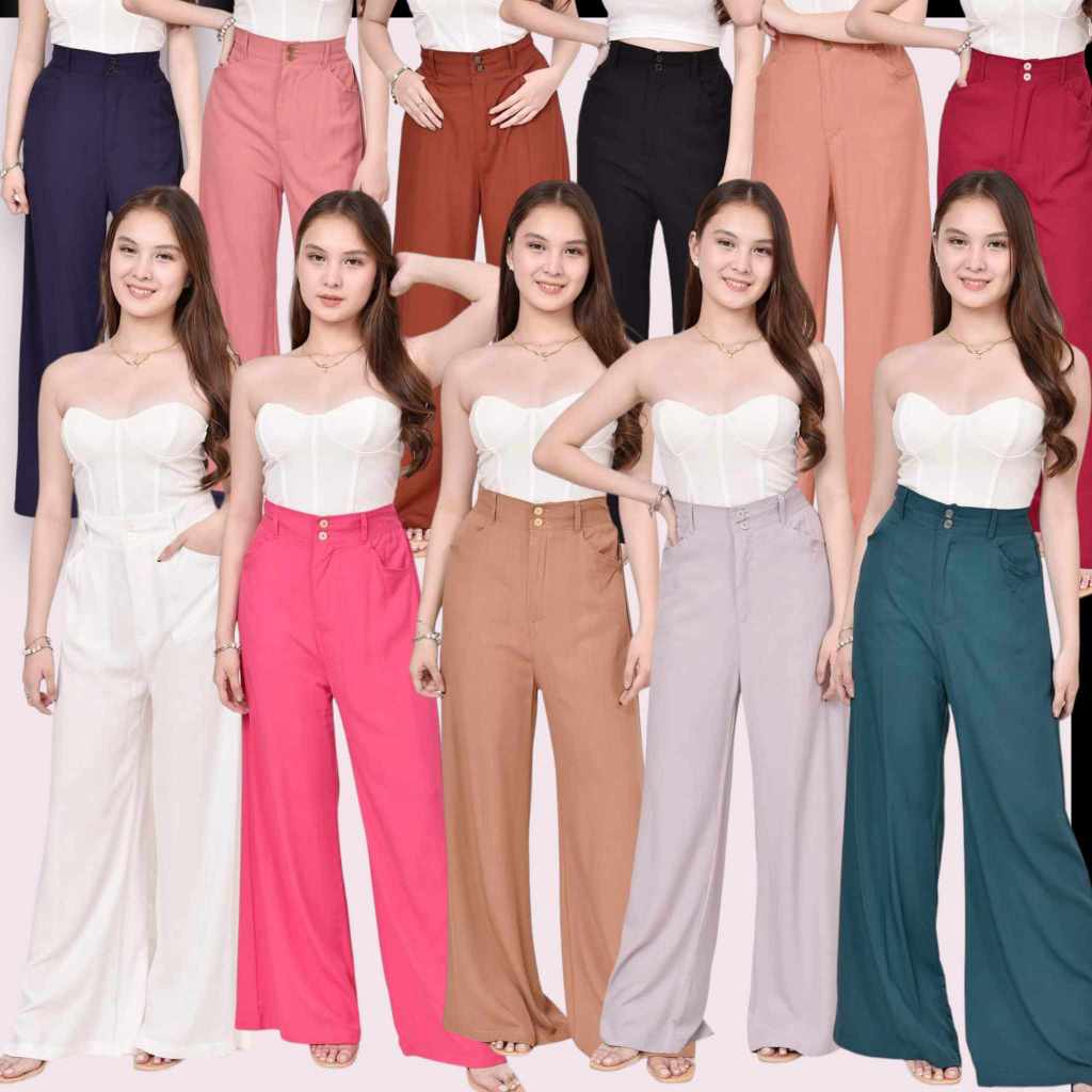 Lindy Wideleg Pants Korean Soft Lenin Fabric | Shopee Philippines