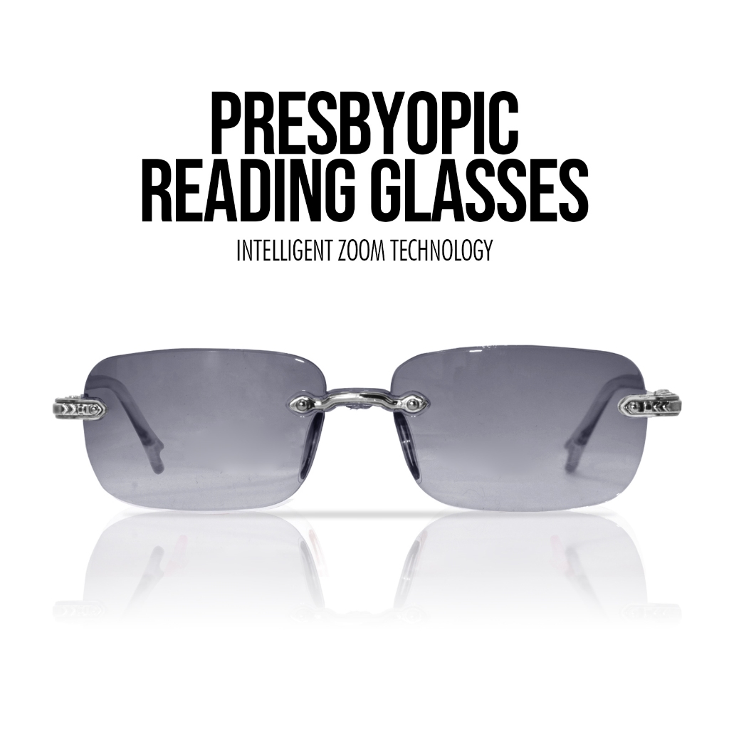 Intelligent Zoom Reading Glasses Rimless Anti Radiation Presbyopic ...