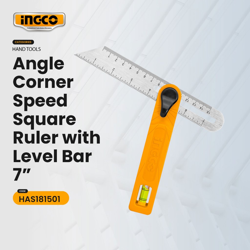 Ingco Adjustable Angle Corner Carpenter's Square Ruler with Level Bar ...