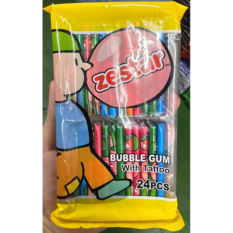 24pcs Zestar bubble gum with tattoo / candy | Shopee Philippines