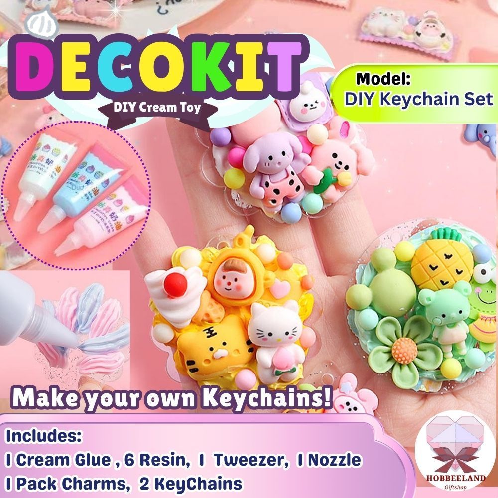 DECOKIT DIY Cream Glue Kit |14 Keychain Set| Decoden Toploader Japanese ...