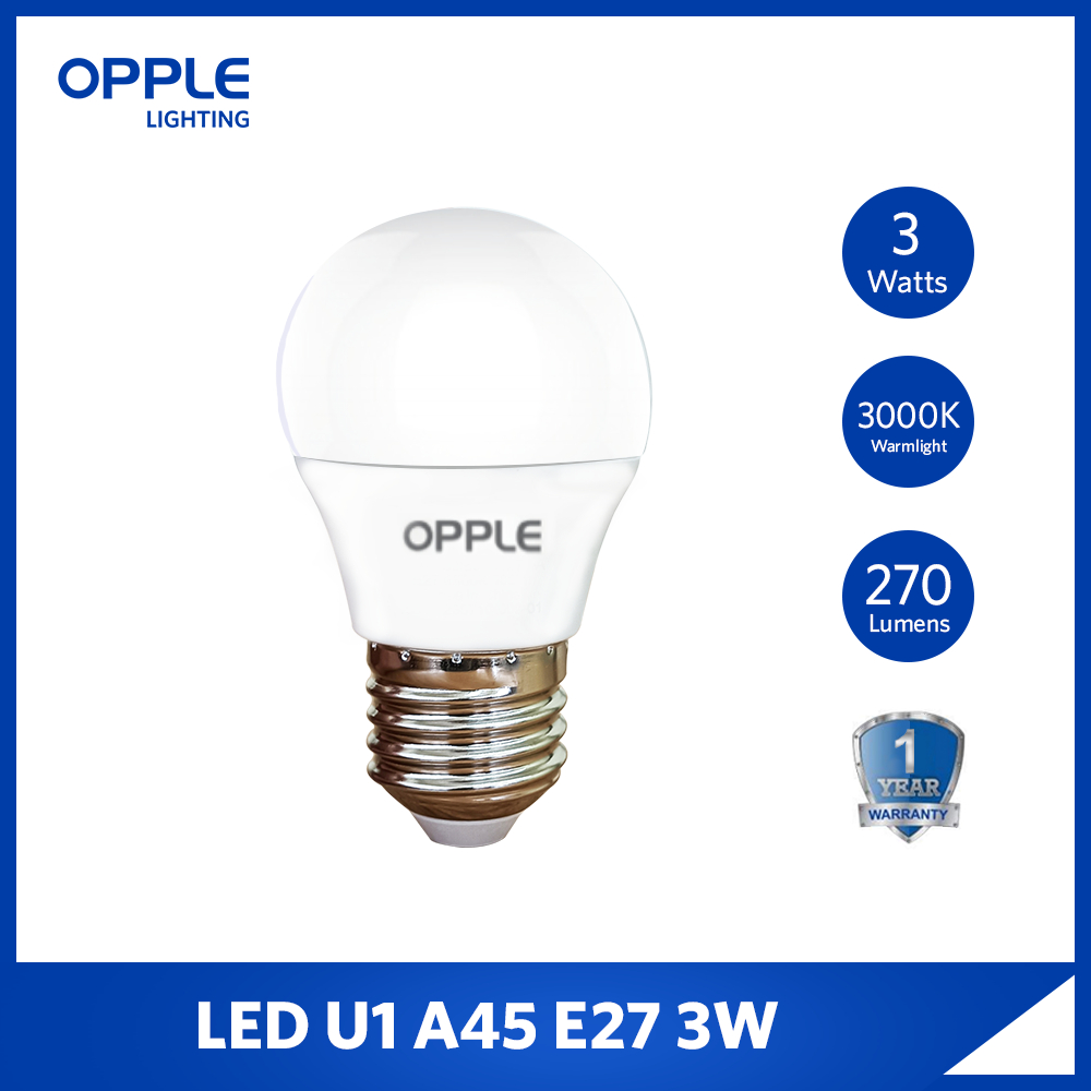 OPPLE LED EcoMax1 Bulb E27 P45/A45 3Watts 3000K/4000K/6500K High Quality | Shopee Philippines