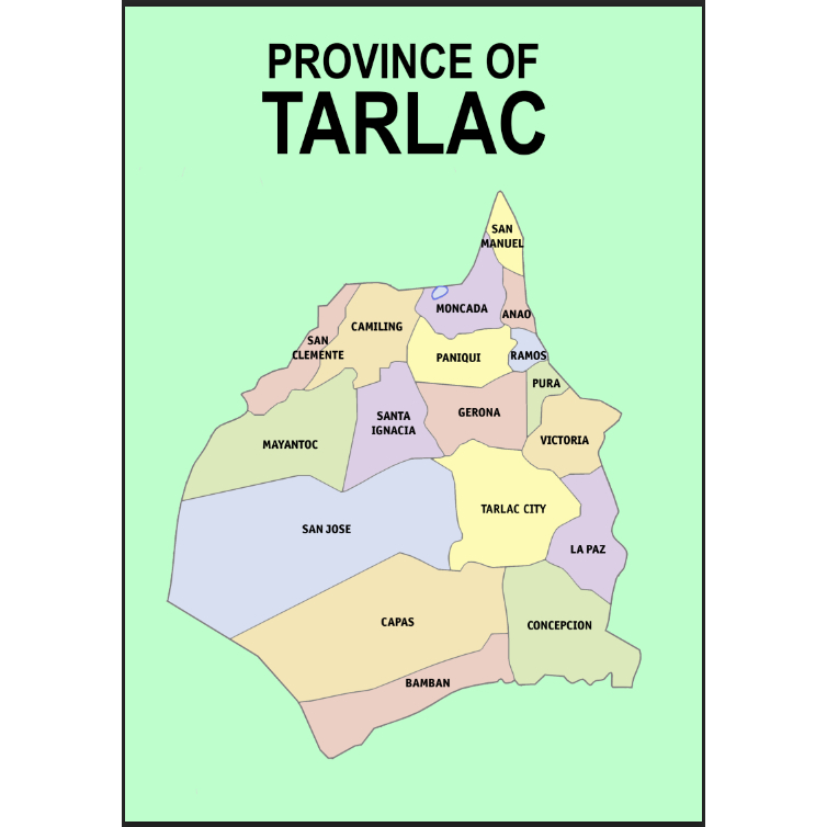 Tarlac Province Map Waterproof A4 Laminated Chart | Shopee Philippines