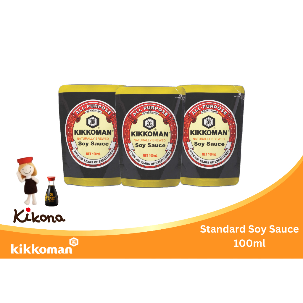 Kikkoman Standard Soy Sauce (Red Label) 100ml x 3 packs | Shopee ...