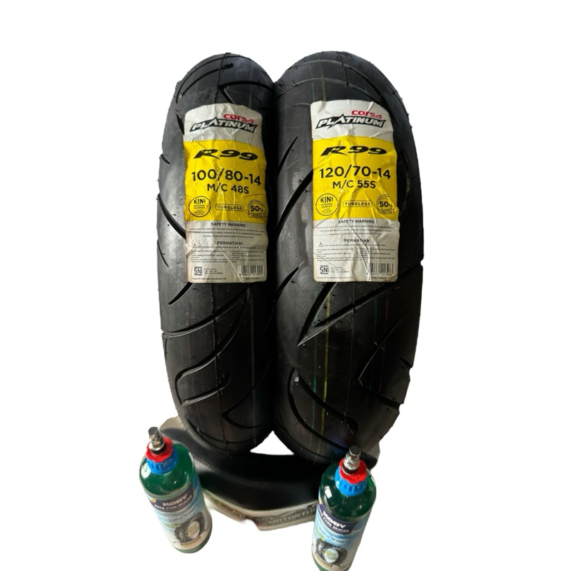 CORSA PLATINUM R99 100/80/14/120/70/14 TUBELESS TIRE WITH SEALANT AND ...