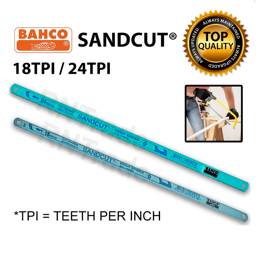 BAHCO Sandcut® Hacksaw Blade 18TPI or 24TPI (300mm, 12"), High Speed ...