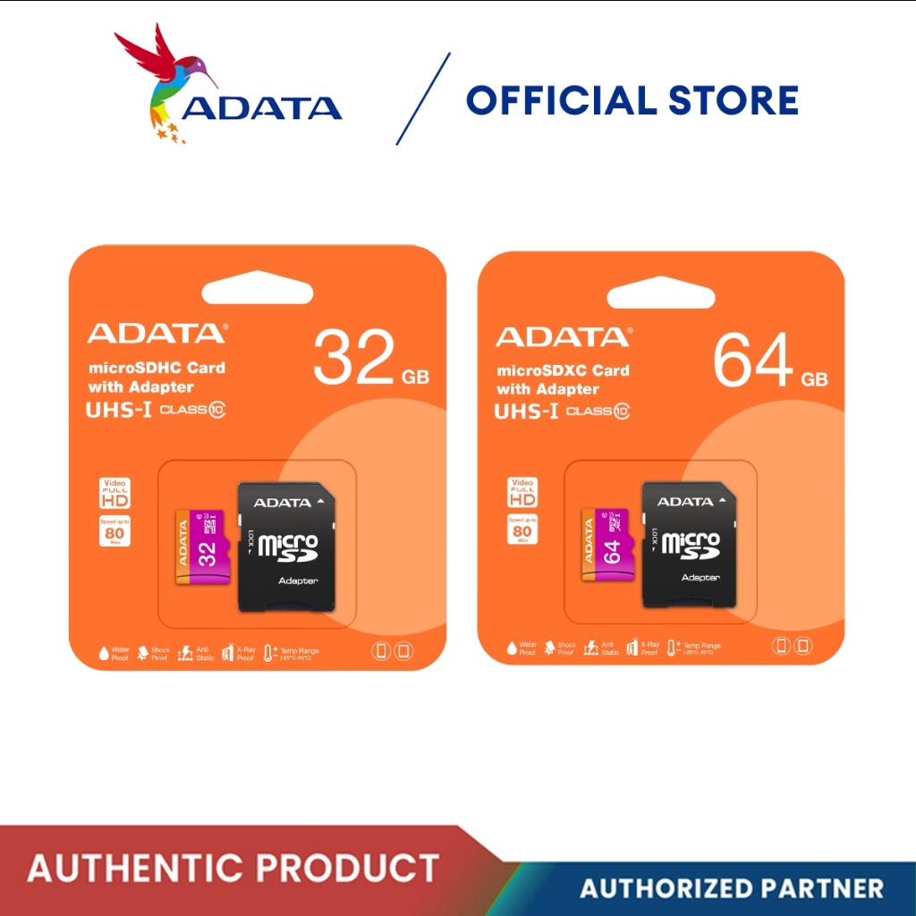 ADATA PREMIER Micro SD with Adapter UHS-I CLASS10 32GB/64GB microSDXC/SDHC | Shopee Philippines
