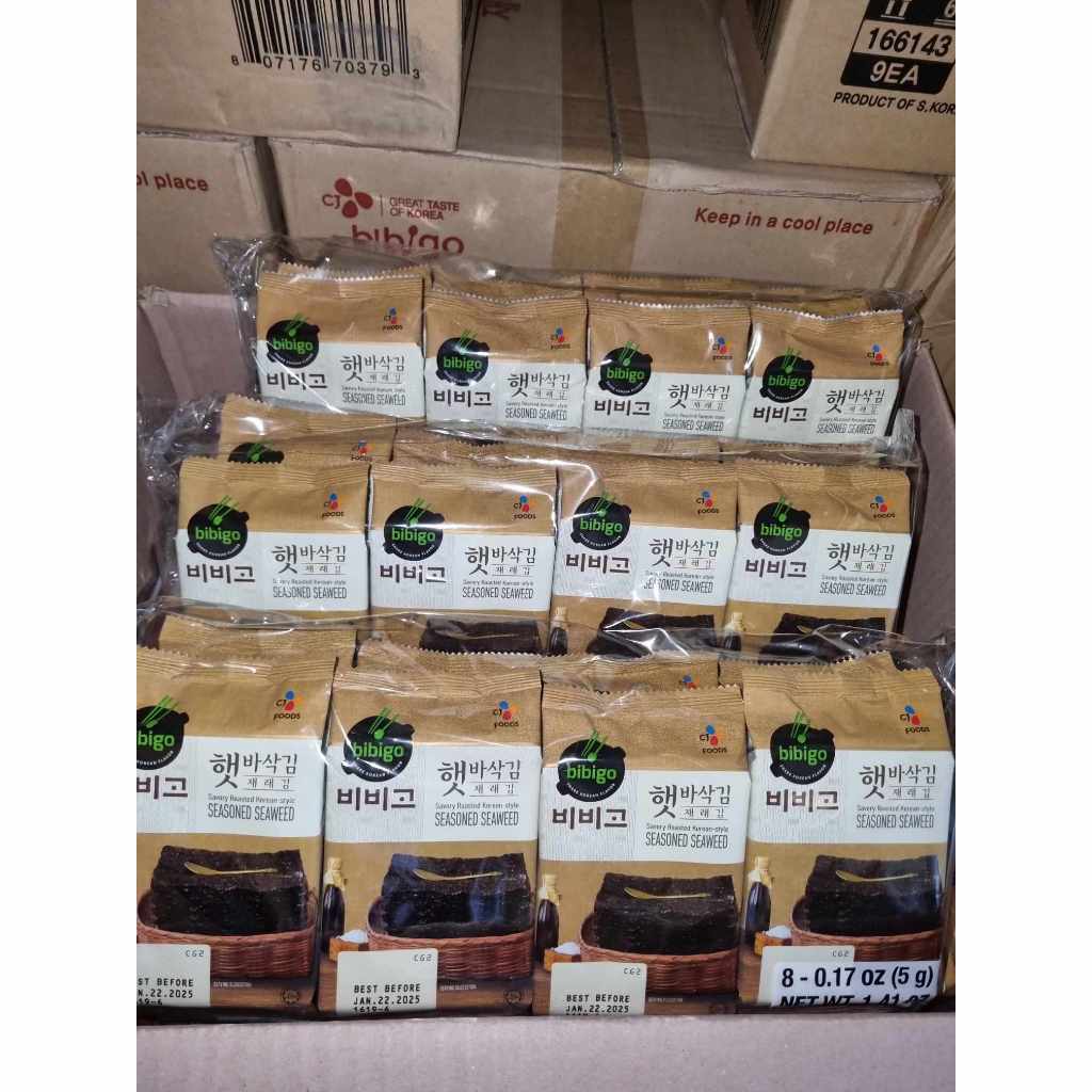 korean Seaweed Bibigo Roasted Seaweed 5g/x72pcs per box (9 packs x 8pcs ...