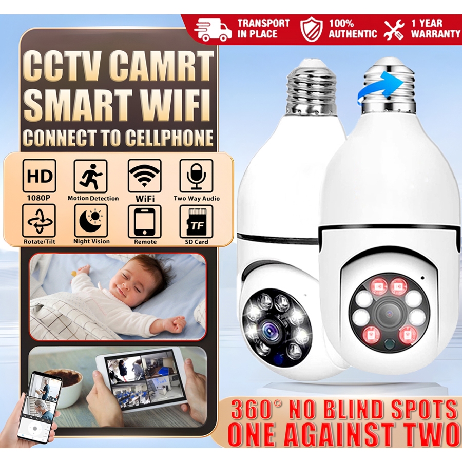 V380 PRO CCTV Bulb Camera Wireless WiFi Connect to Cellphon 1080P IP ...