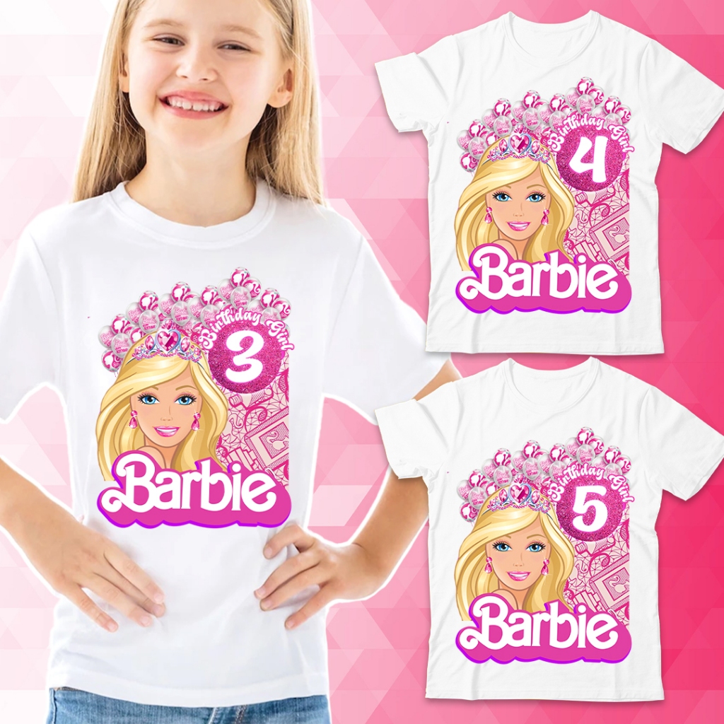 Barbie Personalized Birthday Kids Shirt Girl Tshirt Editable Numbers ...