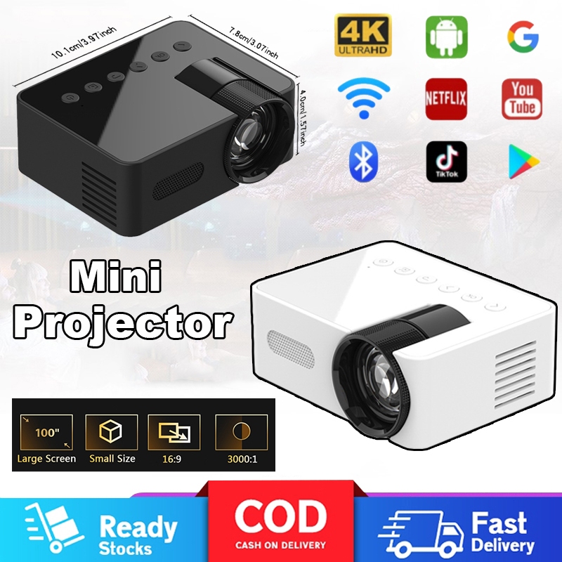 YT100 portable Mini projector for phone with bluetooth movie led android Smart wireless ...
