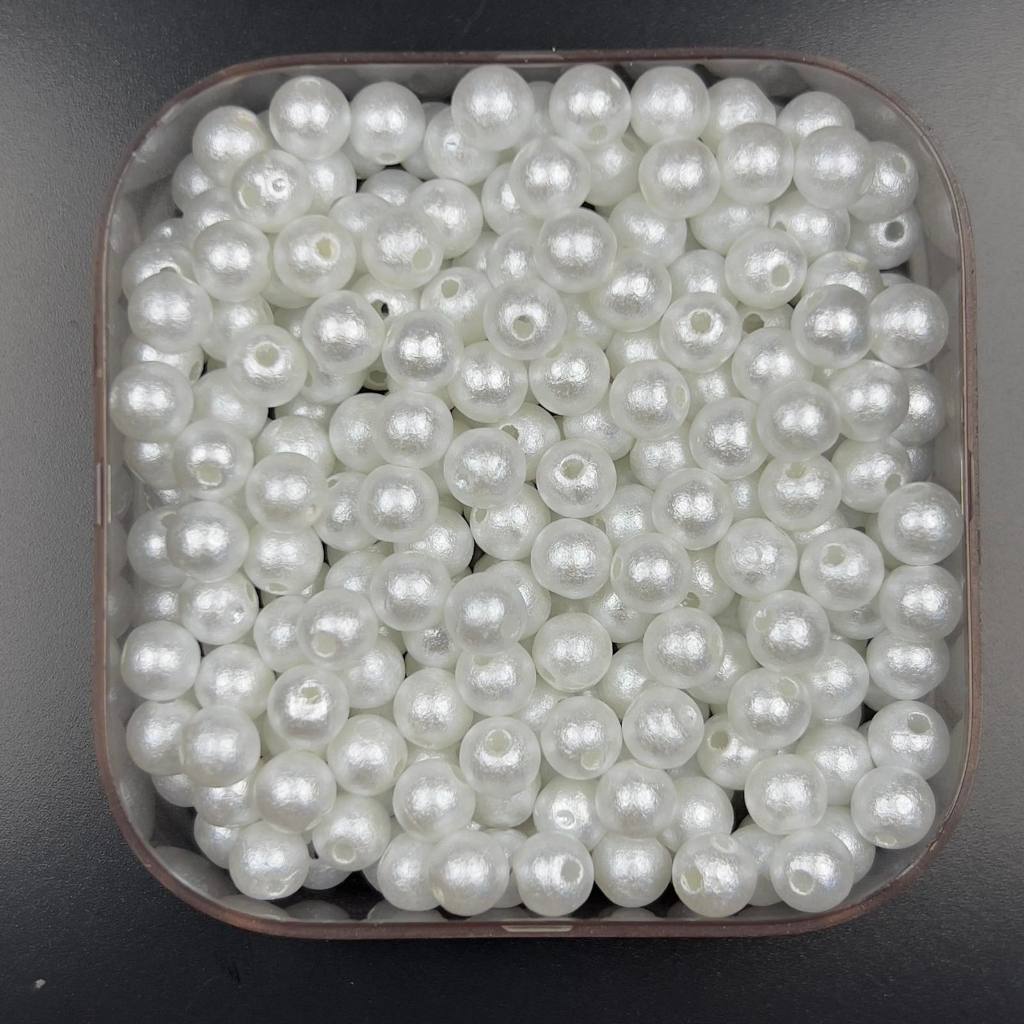 100 Pcs Matte Round Beads 6mm White Pearl Faux bead Charm Accessories ...