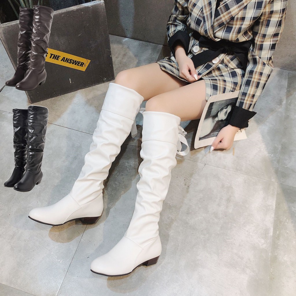 Size 35-43 Women's Fashion Shoes Long Knee High Boots Casual Leather ...
