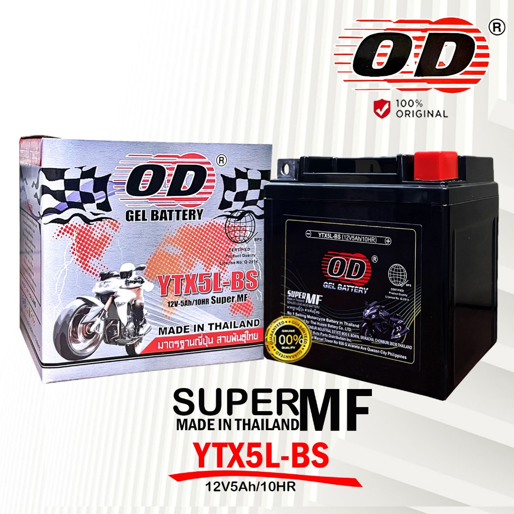 OD Gel Battery (Made in Thailand) YB2.5L YB3L YTX4L YTX5L 12N5L 12N6.5L ...