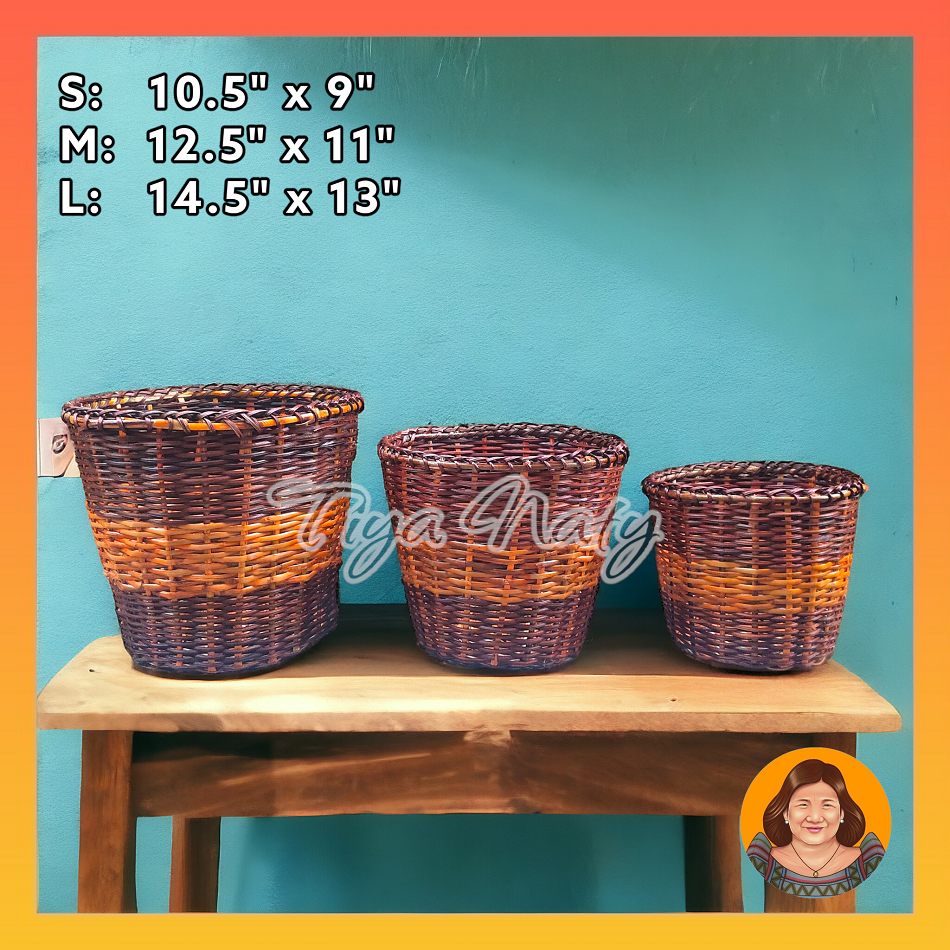TIYA NATY Set-of-3 Native Planter basket garden pot indoor outdoor ...