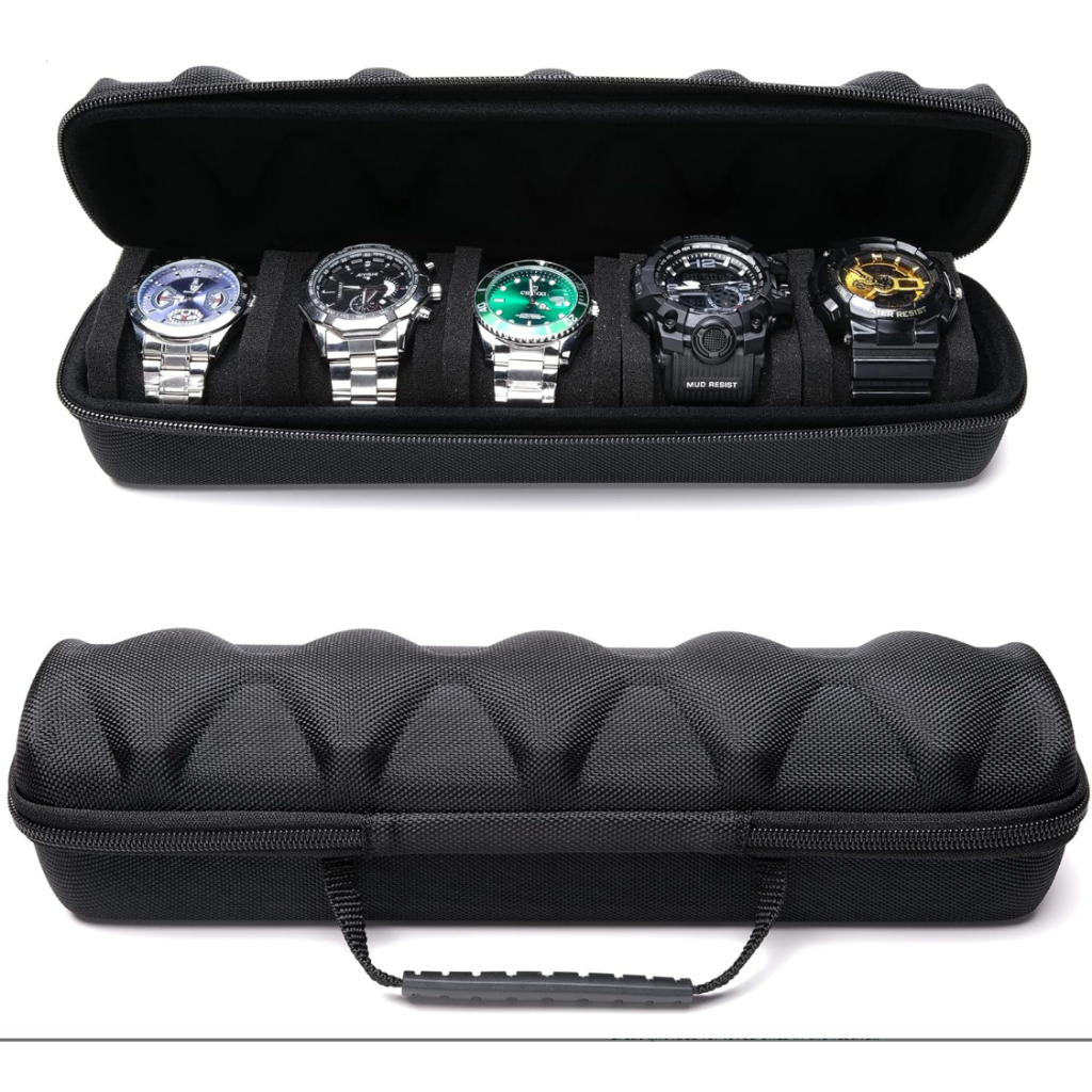 Watch Travel Cases,Watch Box for Men, Black 5 Slot Watch Roll Travel ...