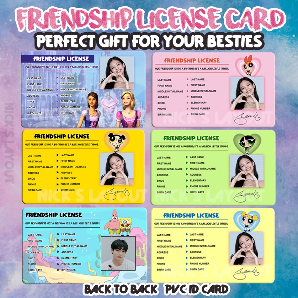 Friendship License Card | BACK TO BACK ID CARD | Shopee Philippines