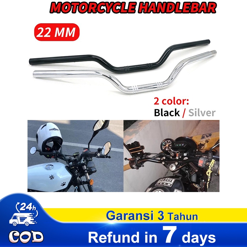 22MM Universal Motorcycle Refit Handlebar Retro Black Modified Handle ...