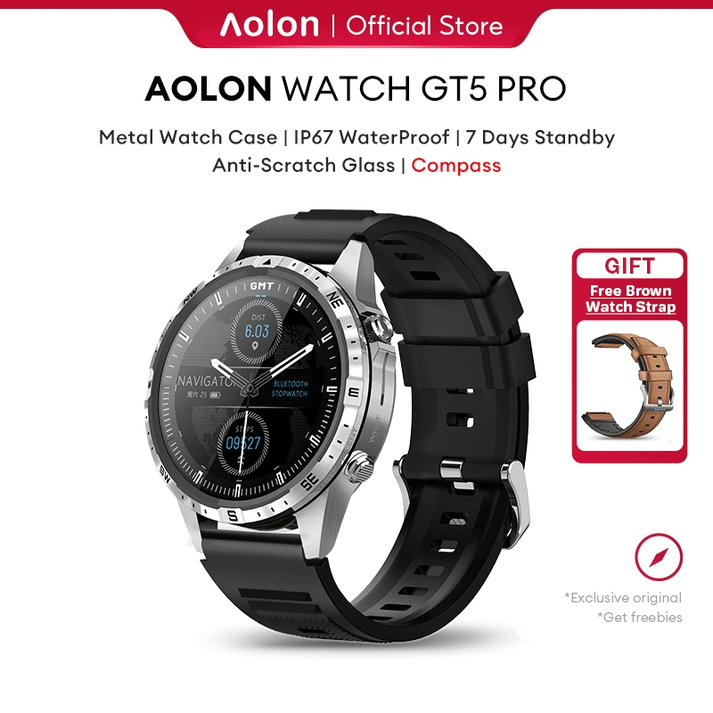 Aolon GT5 Pro Smart Watch Compass HD Bluetooth Call Heart Rate 1.6 inch ...