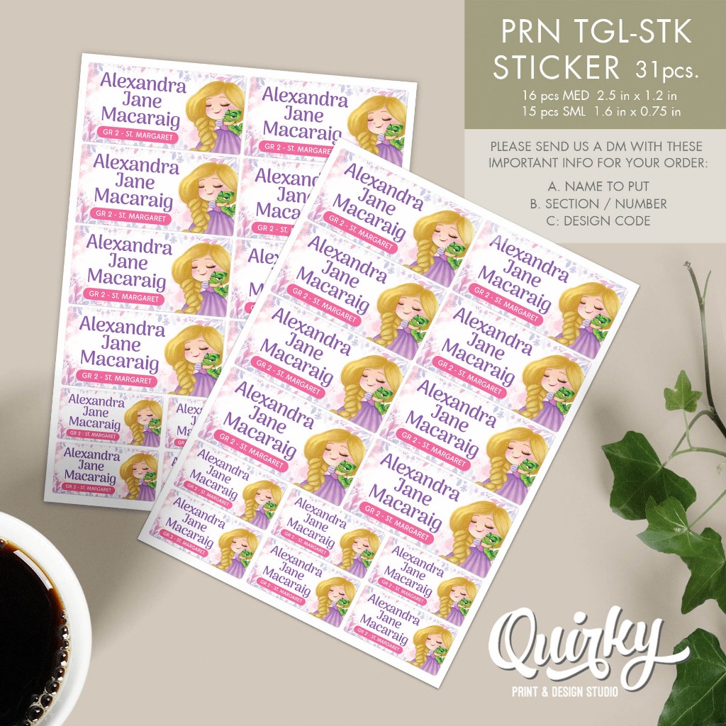 Personalized Waterproof Name Stickers - Girl Designs | Shopee Philippines