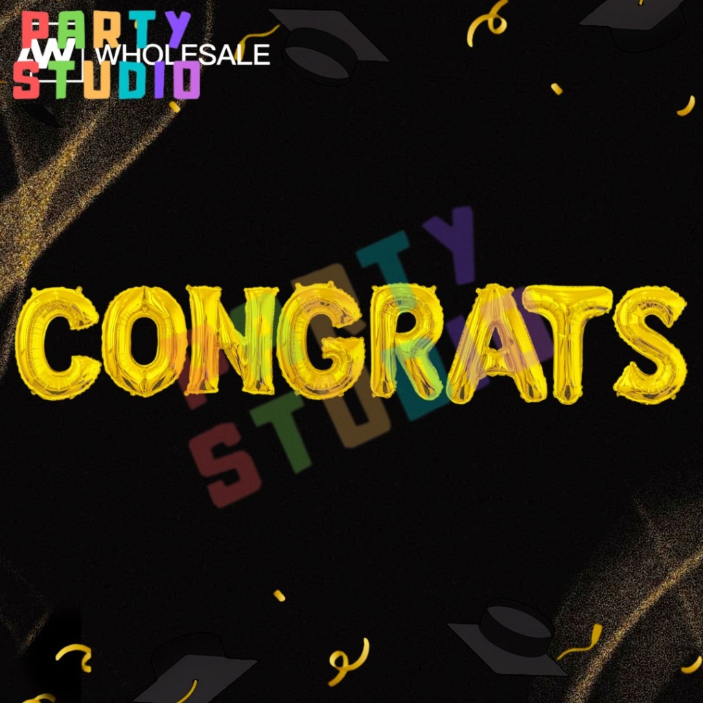16 Inches Congrats Foil Letter Balloon Set Congratulations Graduation ...