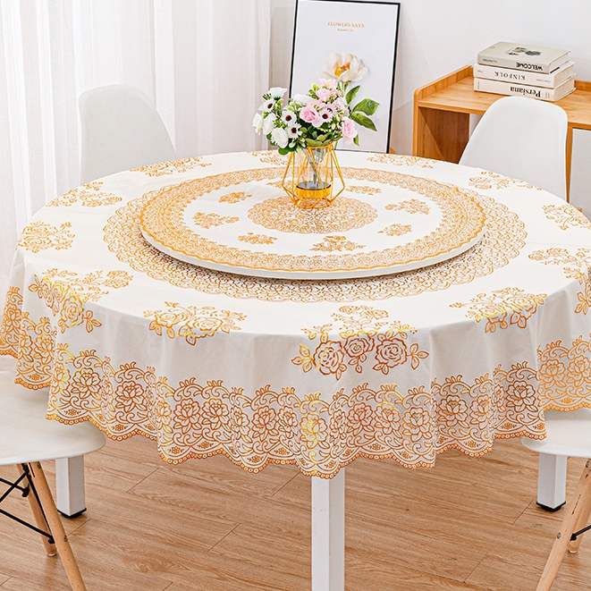 Round Tablecloth Pvc Table Cover Waterproof & 0ilproof Table Classic ...