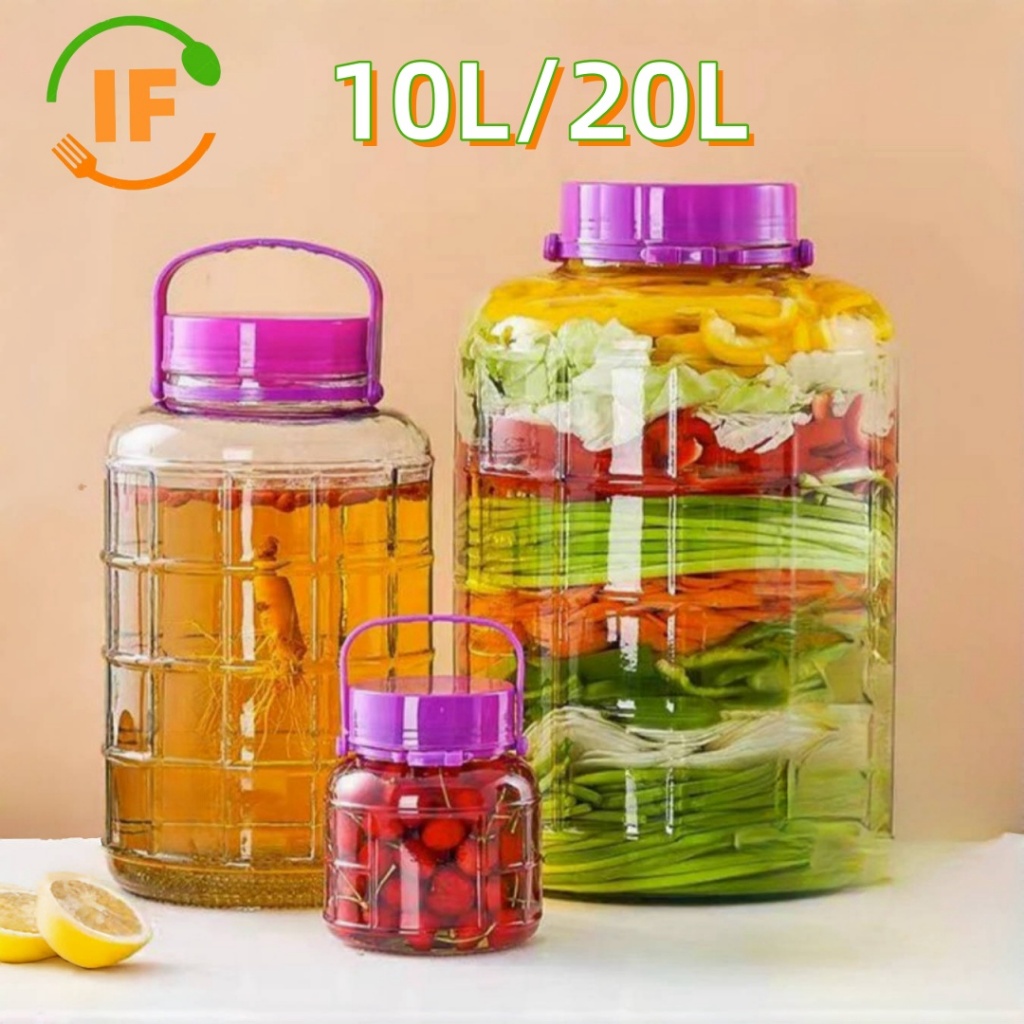 10L 20liter big glass jar with lid kimchi container wine jar kitchen ...