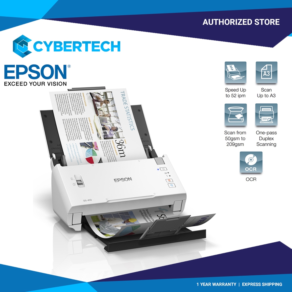 Epson Workforce Ds-410 A4 Duplex Sheet-Fed Document Scanner | Shopee ...