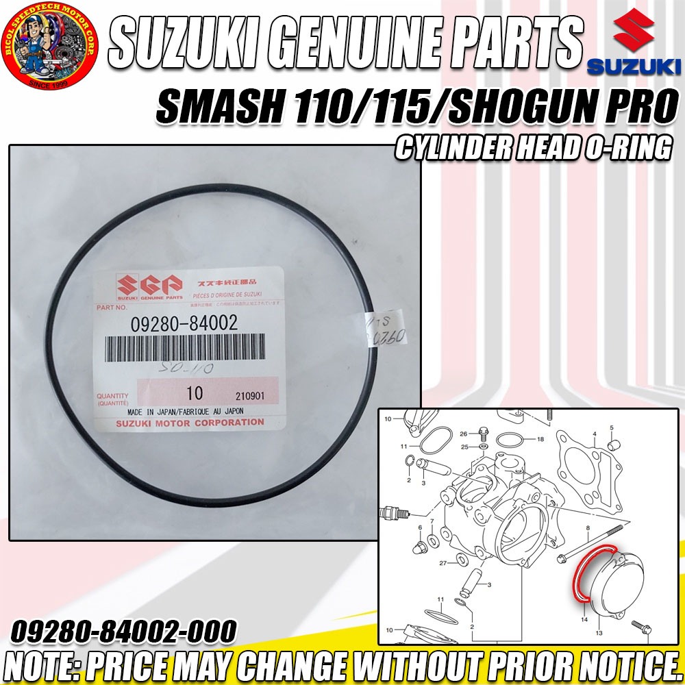 SMASH 110/115/SHOGUN PRO CYLINDER HEAD O-RING (SGP) (GENUINE: 09280 ...
