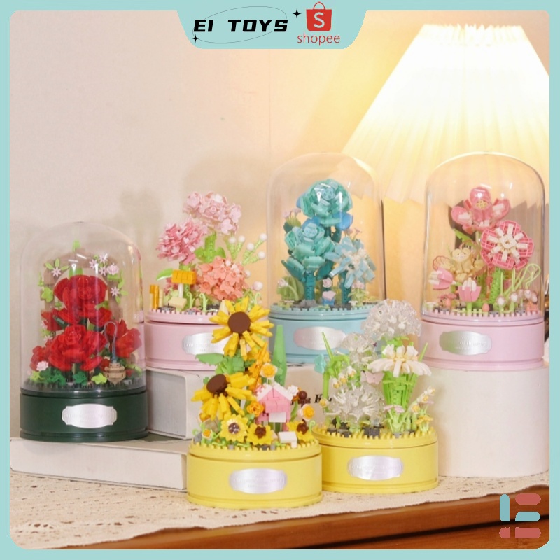 Flower Music Box DIY Block Flower Music Nanostack Box Nano Bricks ...