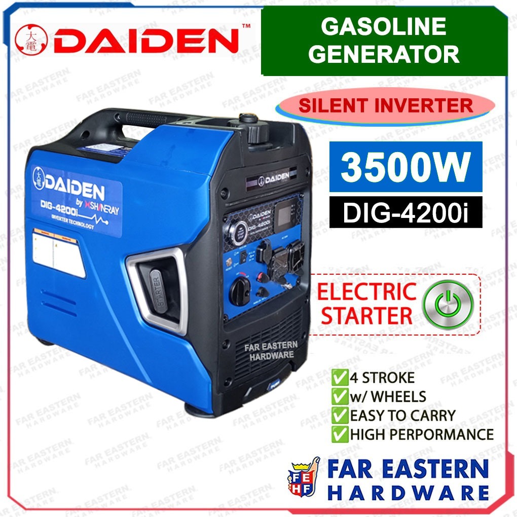 DAIDEN Gasoline Generator Silent Inverter Genset w/ Wheels Manual ...