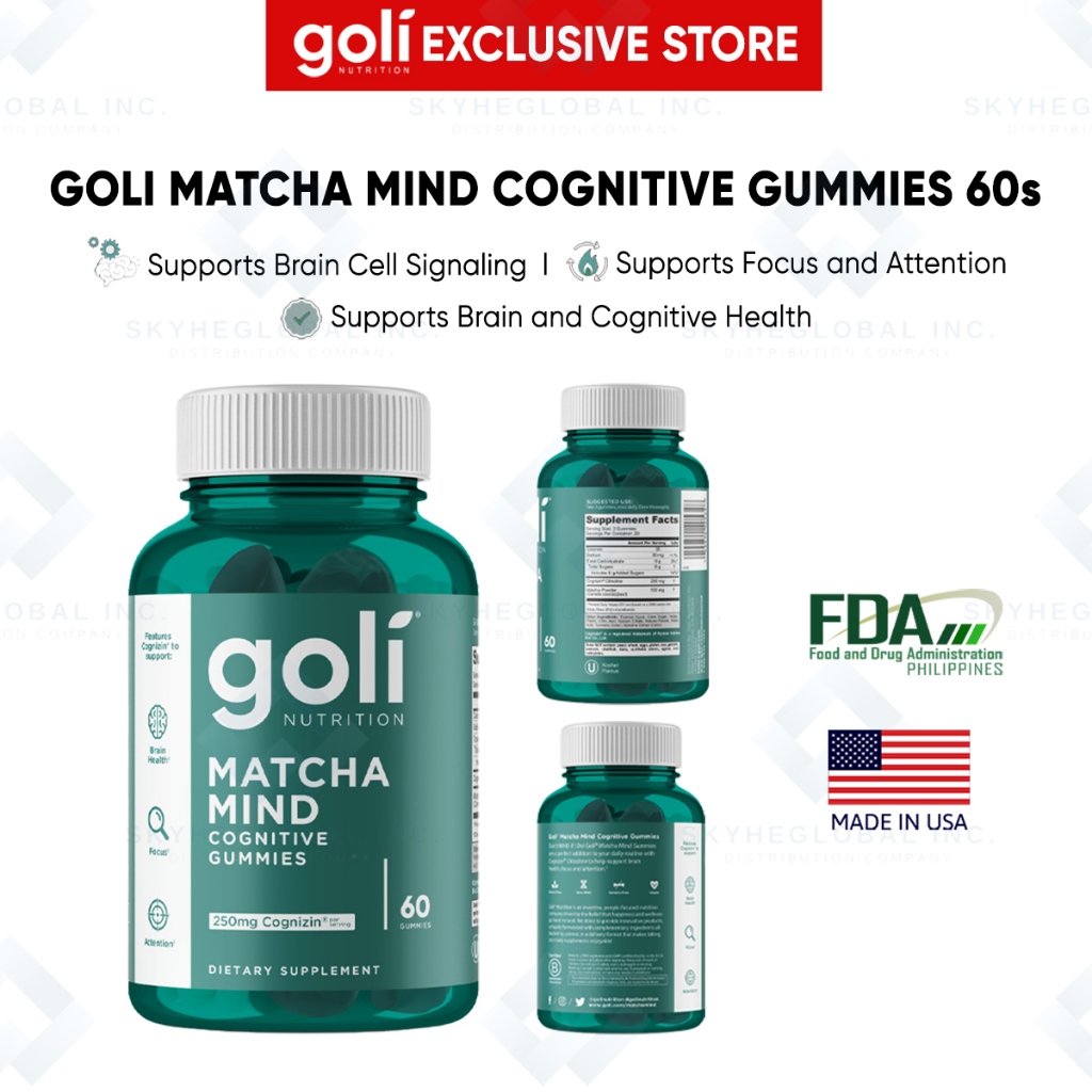 Goli Matcha Mind Cognitive Gummies 60s | Shopee Philippines