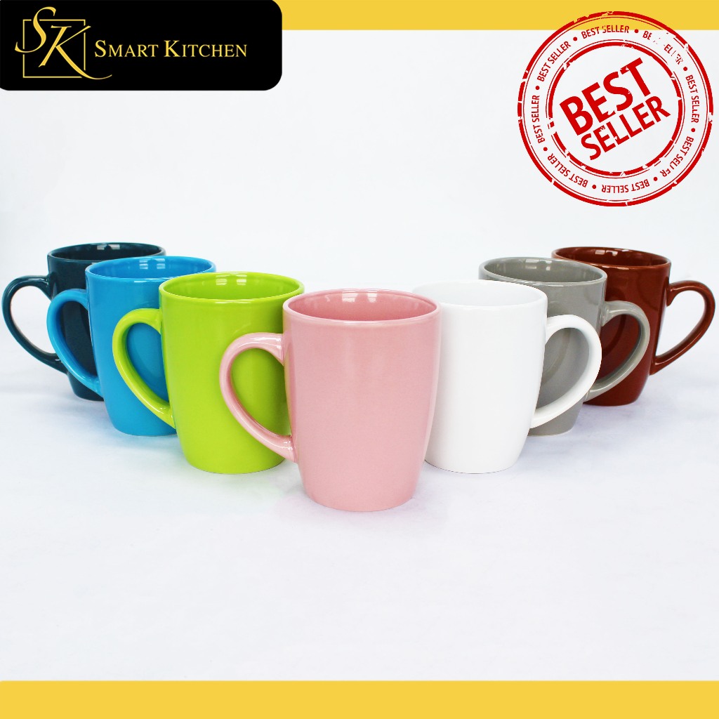 Smart Kitchen Plain Color MUG Cup Water Mugs with Handle Glass ...