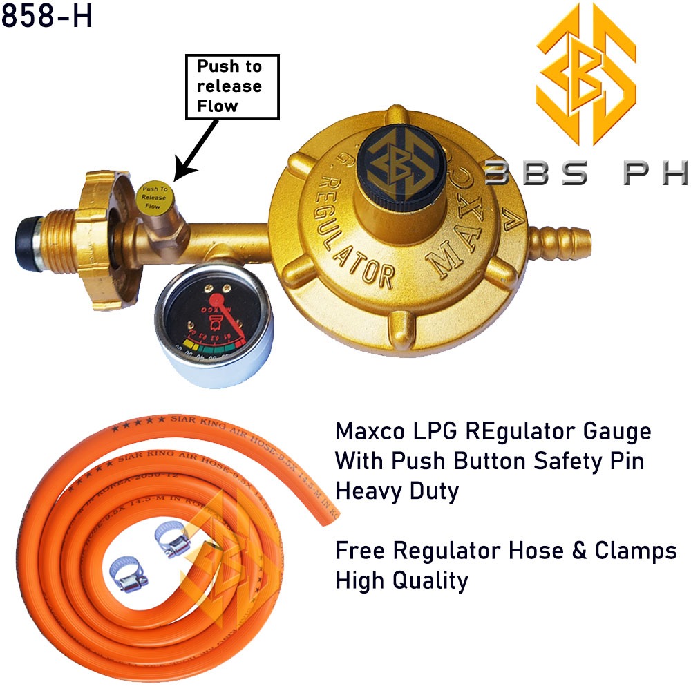 Maxco LPG Regulator. 858-H Heavy Duty. With Gauge, Safety Pin, Push Button. I 3bs | Shopee ...