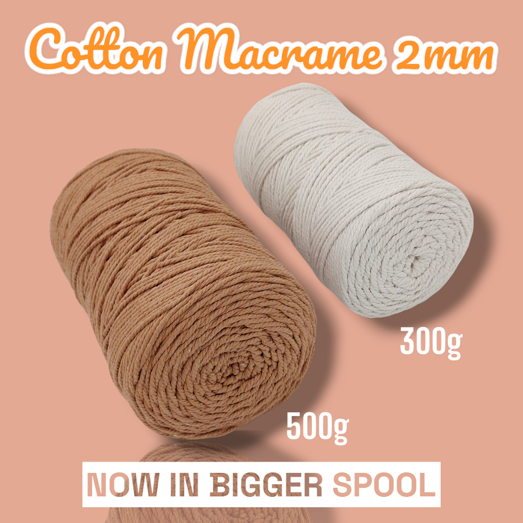 Yarns Art: COTTON CORD/MACRAME CORD 2mm/3 ply SOFT TWISTED NATURAL ...